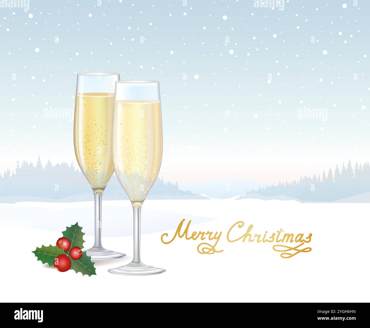 Two glasses filled champagne Stock Vector Images - Alamy