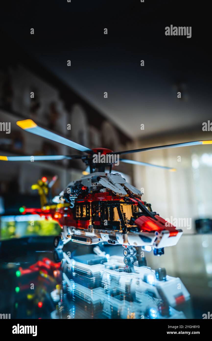 plastic toy model of modern rescue H175 helicopter, building block ...