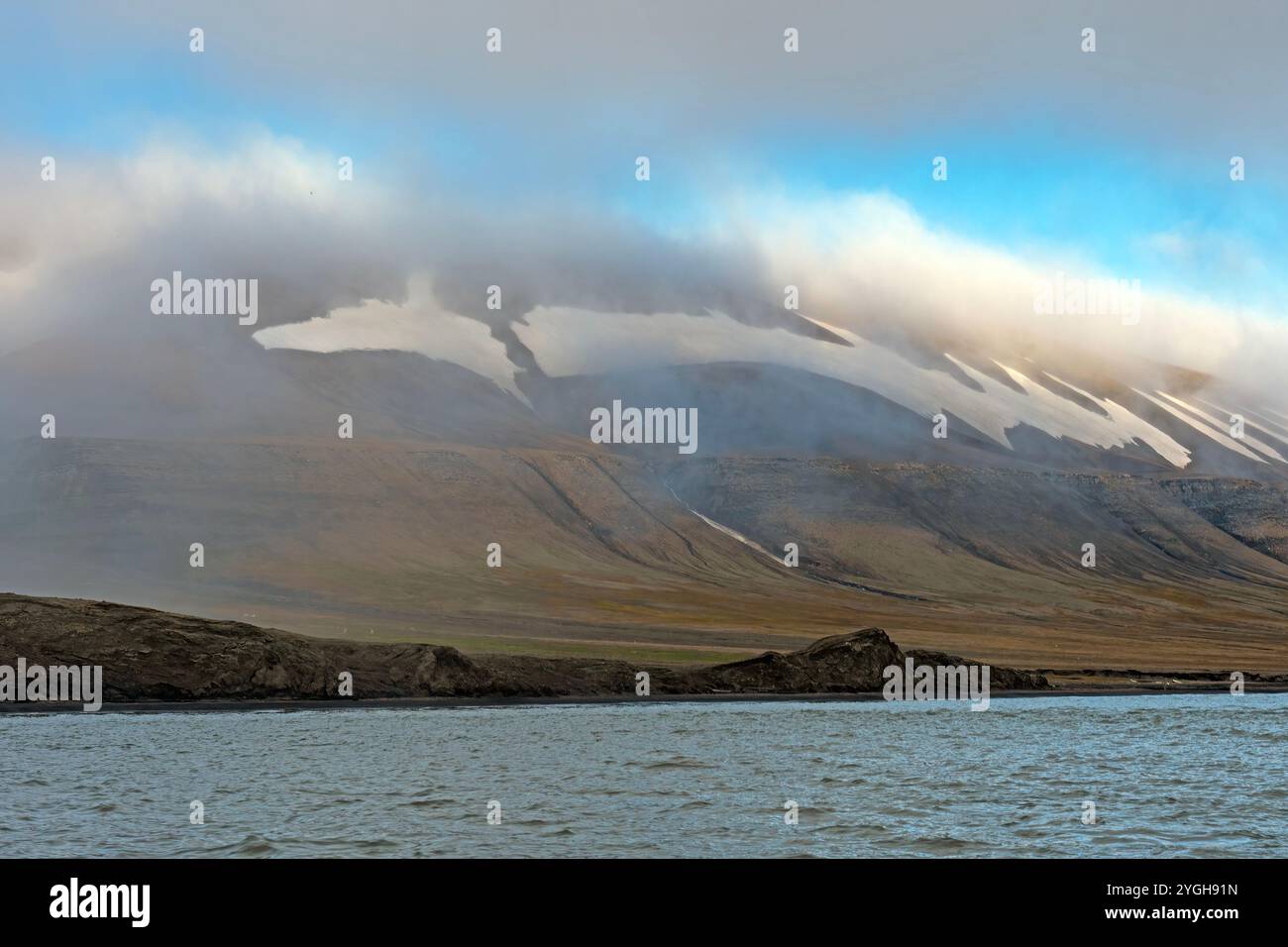 Mountains Looming Through the Coastal Fog at Kapp Waldburg in the ...