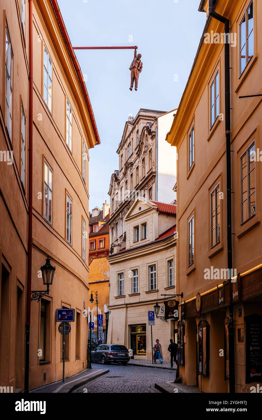 The 220 cm high statue of Sigmund Freud hanging by one hand from the ...