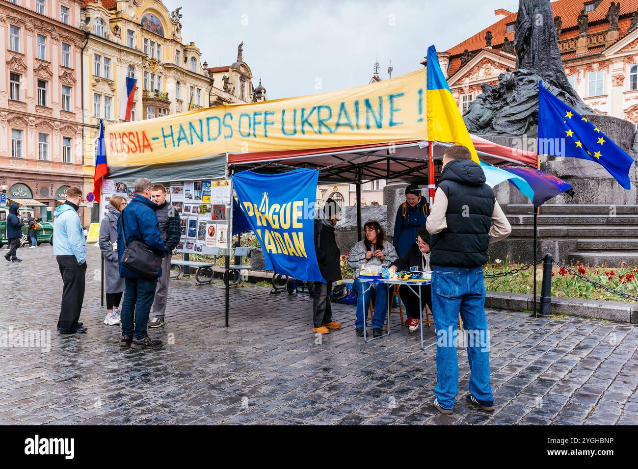 Stand in the Old Town Square. Russia, hands off Ukraine. Old Town ...