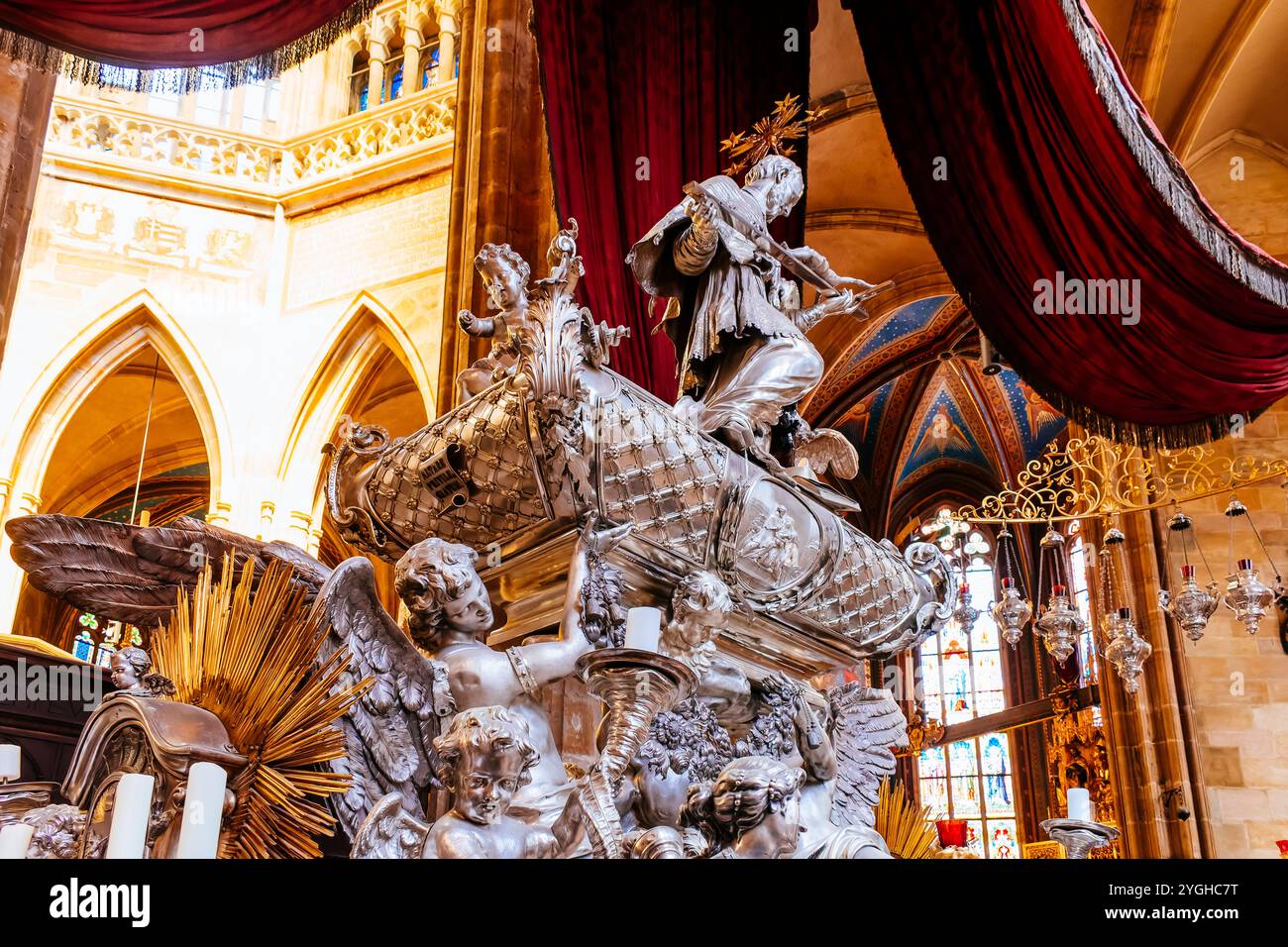 St. John of Nepomuk's Tomb in St Vitus Cathedral. Prague Castle, Prague ...