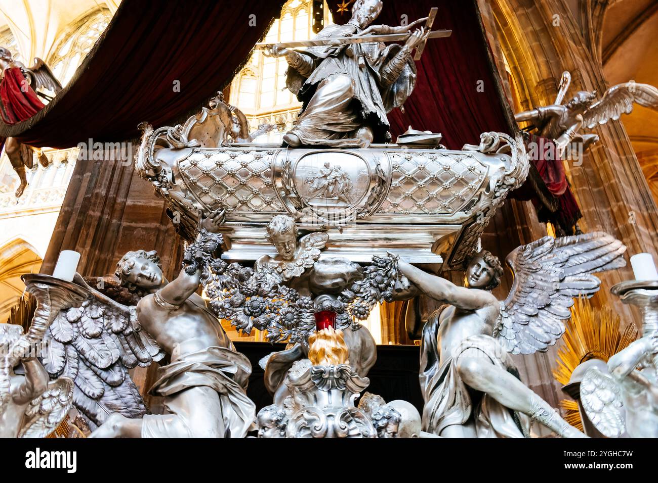 St. John of Nepomuk's Tomb in St Vitus Cathedral. Prague Castle, Prague ...