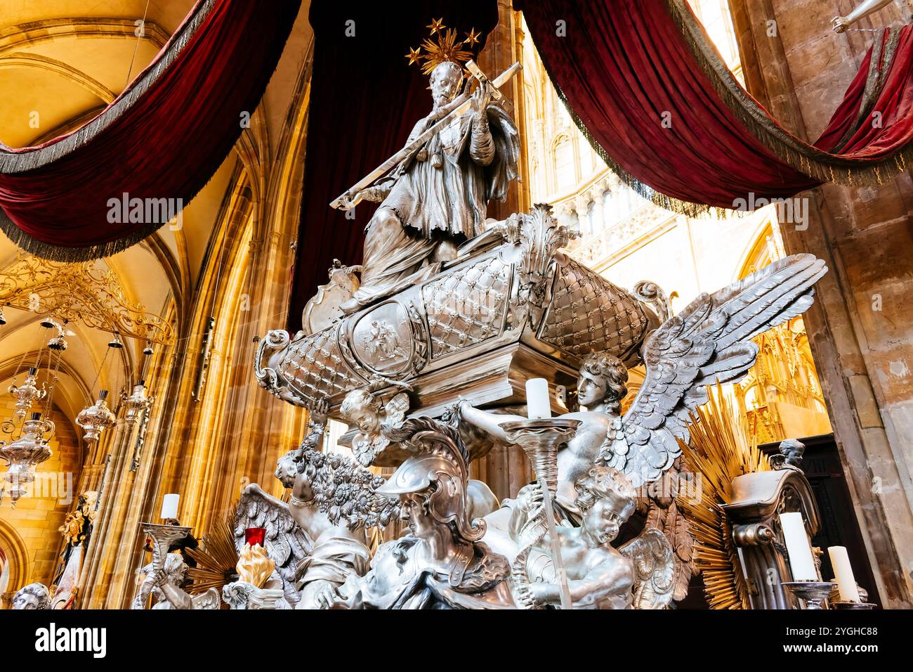 St. John of Nepomuk's Tomb in St Vitus Cathedral. Prague Castle, Prague ...