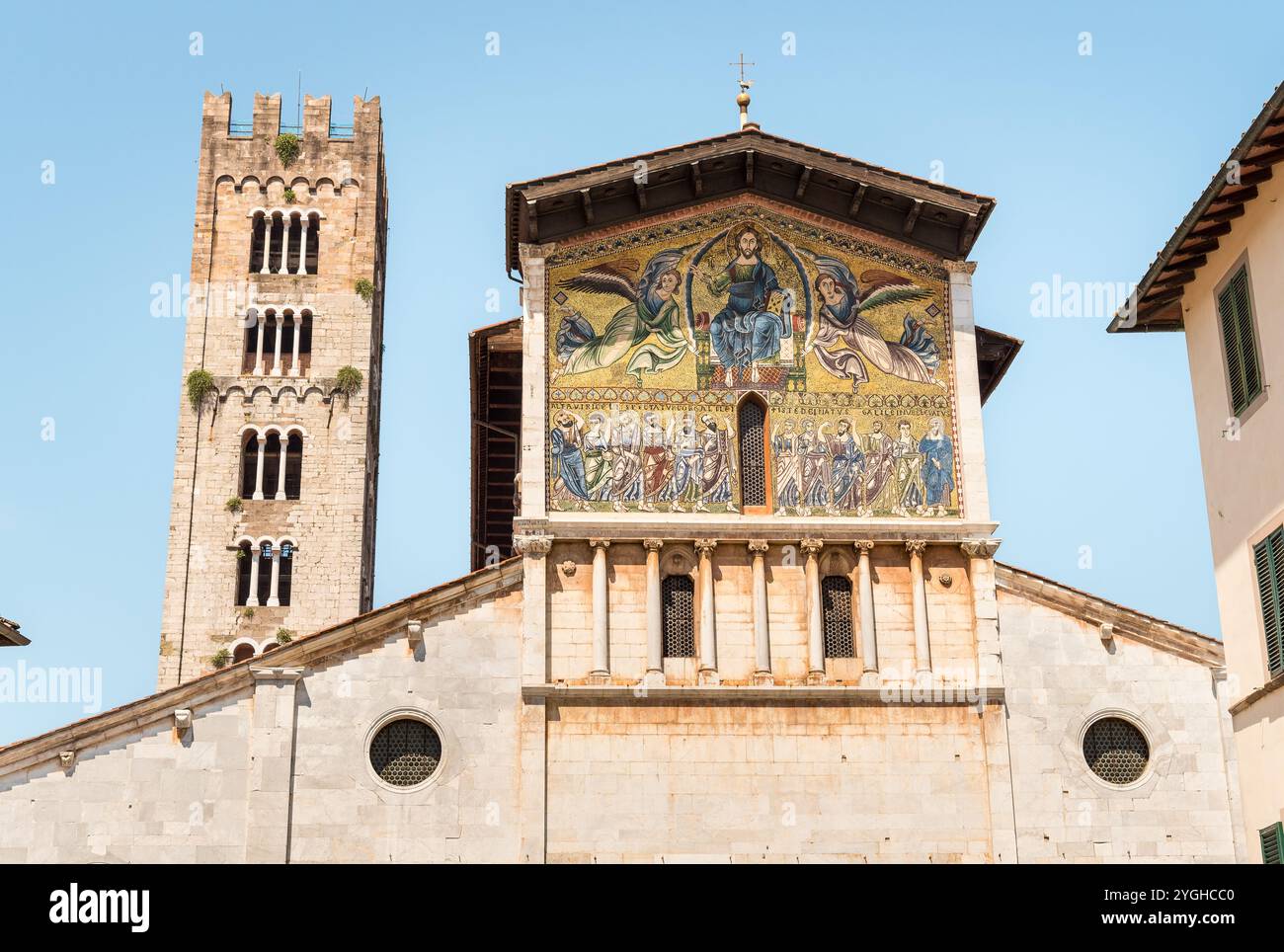 Facade of Basilica of San Frediano, is a Romanesque church in old town ...