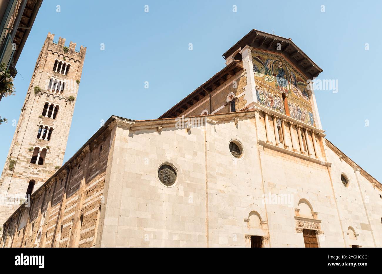 Facade of Basilica of San Frediano, is a Romanesque church in old town ...