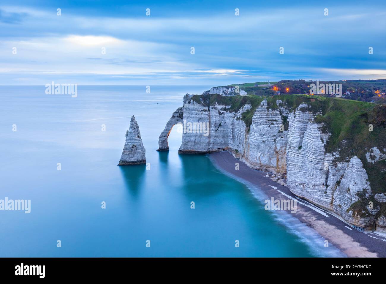 The arch and needle of Etretat, Octeville sur Mer, Le Havre, Seine ...