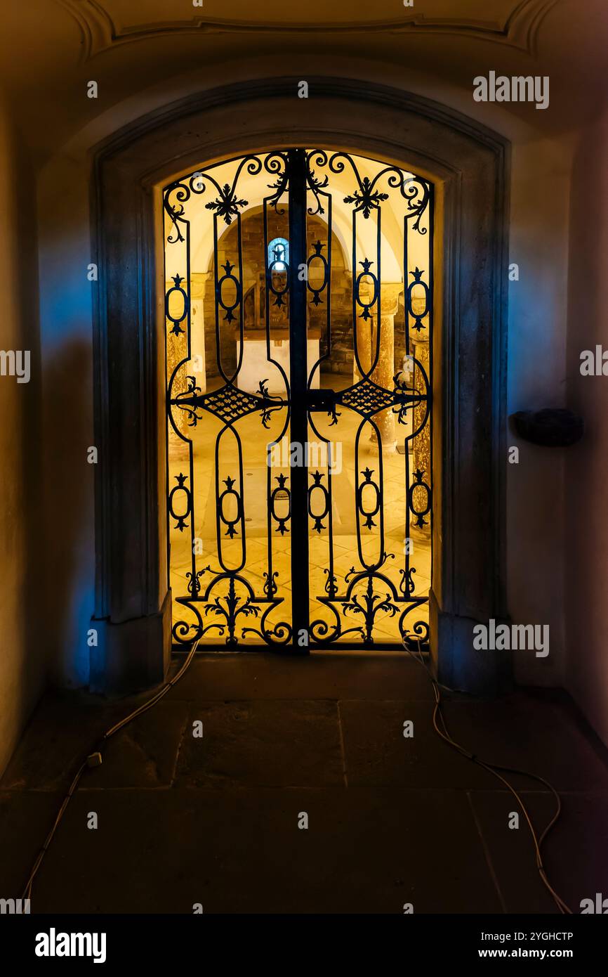 Entrance door to the crypt. St. George's Basilica is the oldest ...