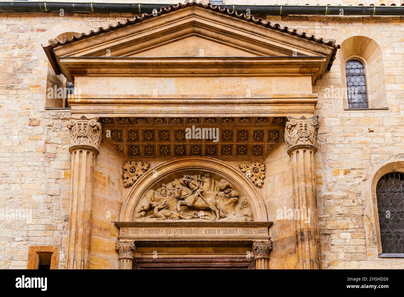 Bas-relief on the south portal of the building represents Saint George ...