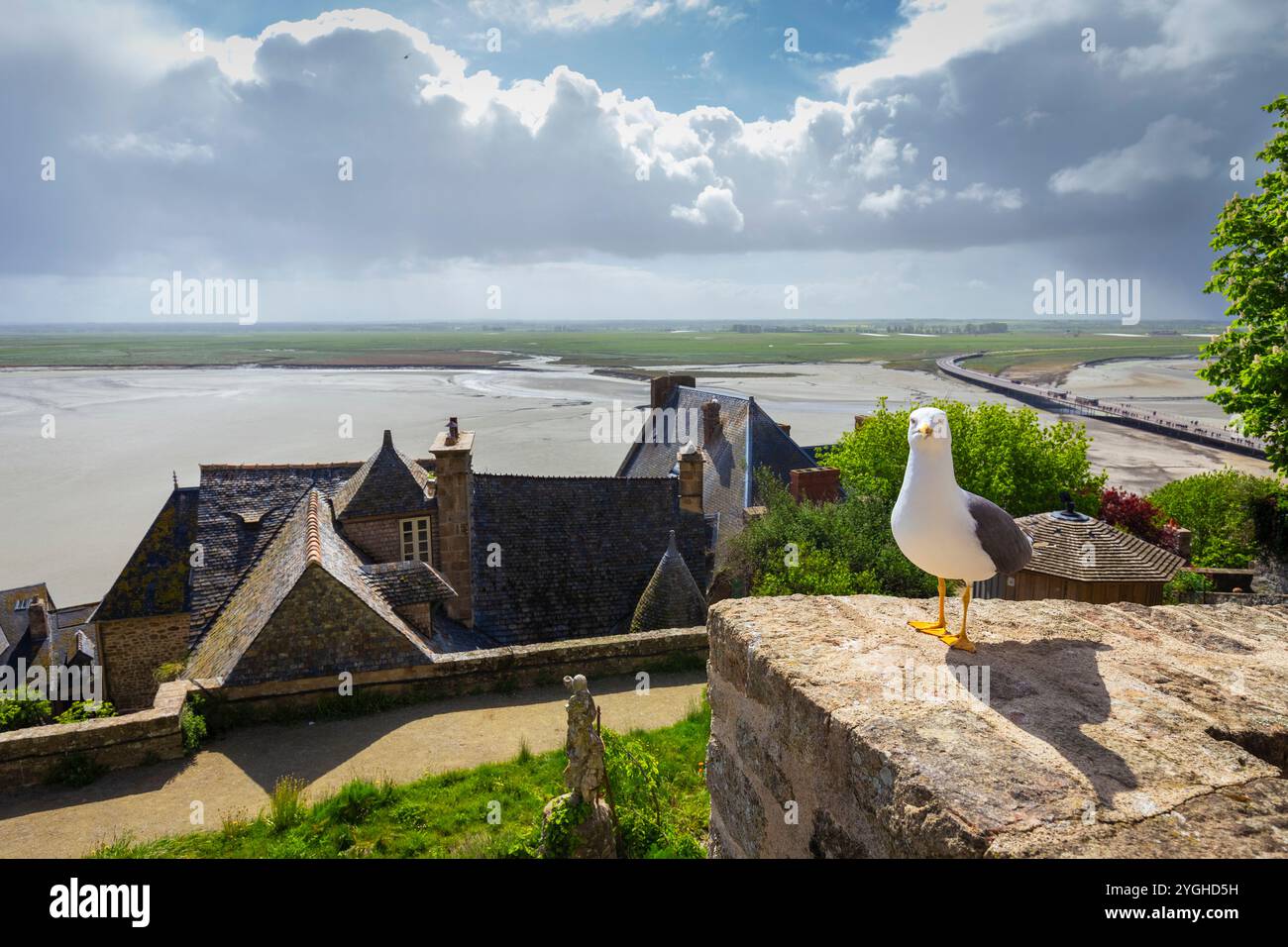 View of the inner part of Le Mont Saint Michel medieval town. Normandy ...
