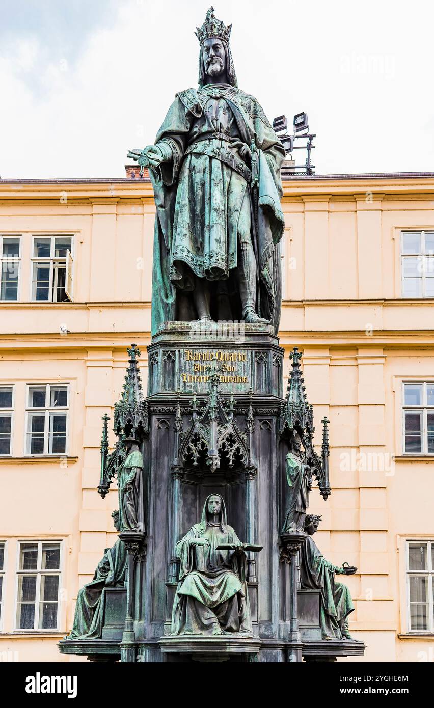 Statue of Charles IV, Holy Roman Emperor, near Charles Bridge. Prague ...