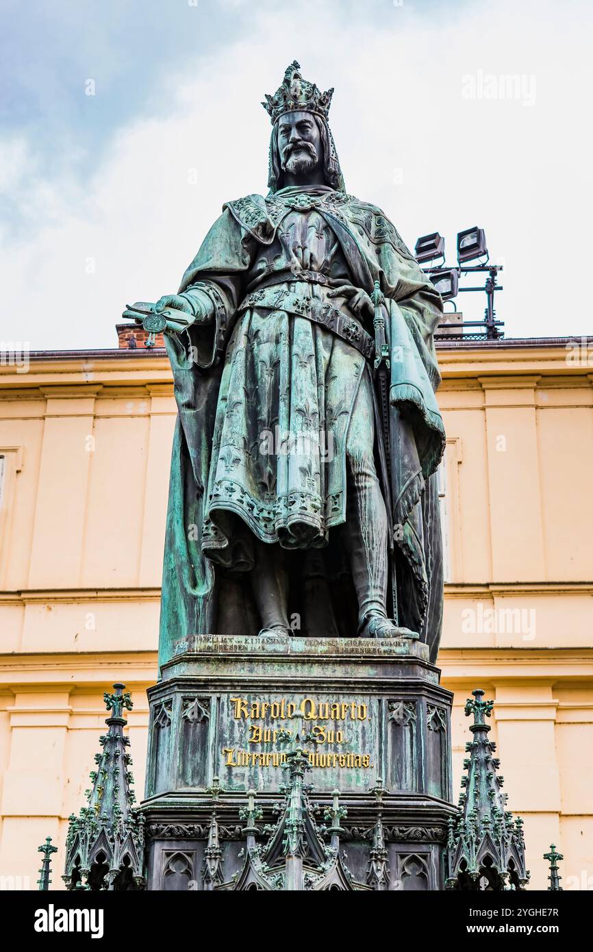 Statue of Charles IV, Holy Roman Emperor, near Charles Bridge. Prague ...