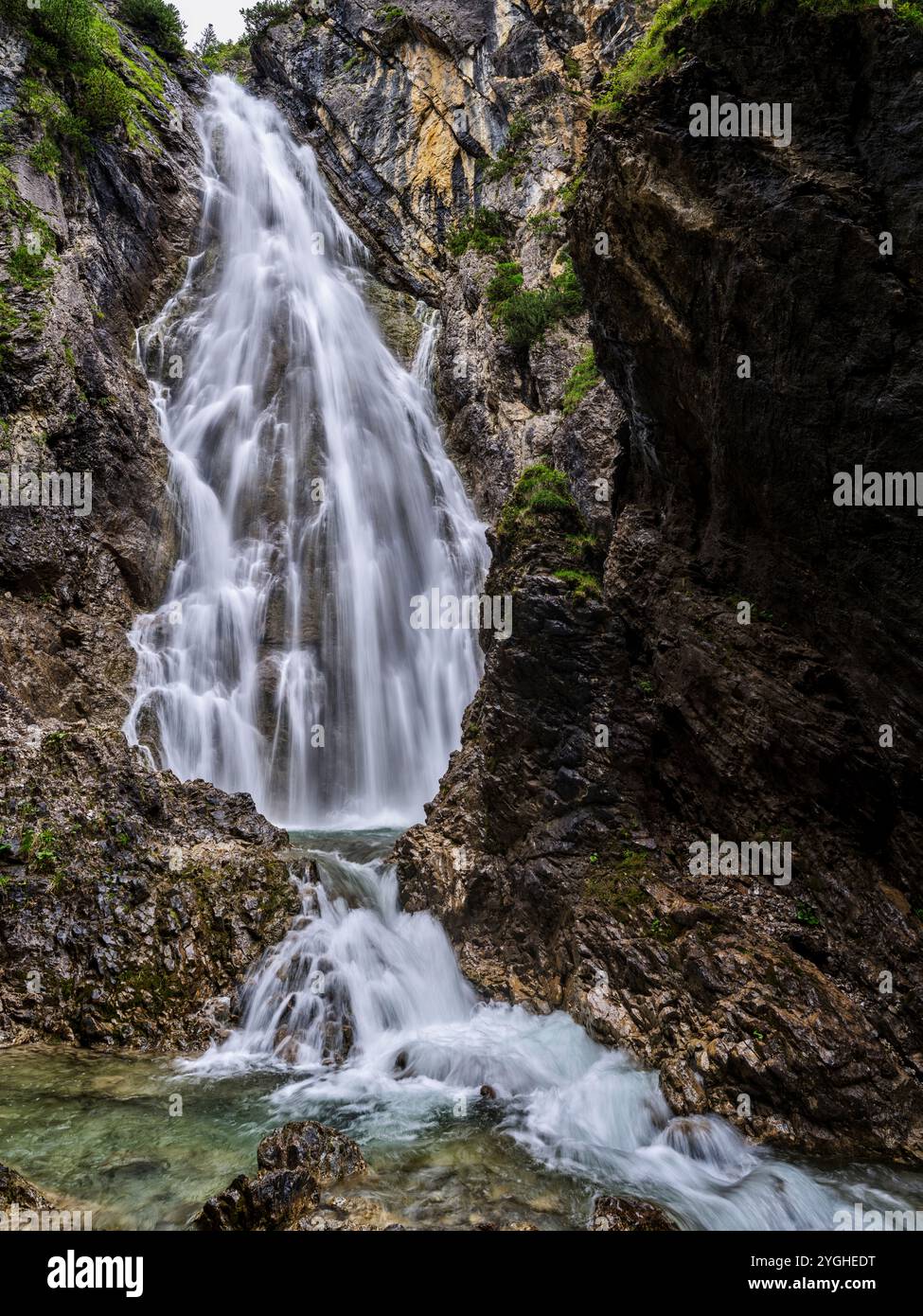 At the Höhenbach stream above Holzgau in the Upper Lechtal valley Stock ...