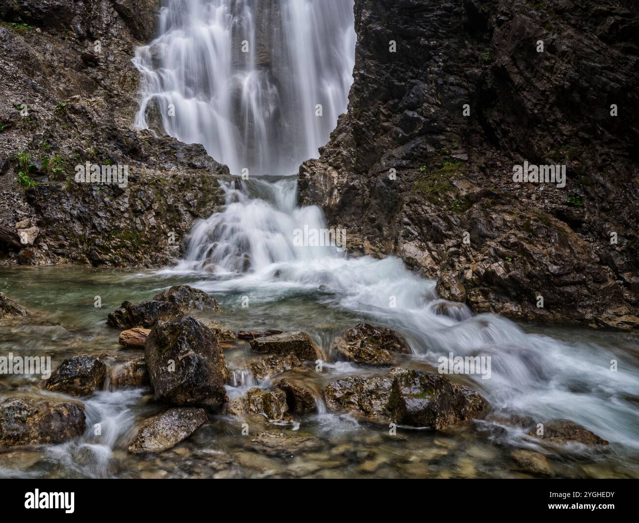At the Höhenbach stream above Holzgau in the Upper Lechtal valley Stock ...