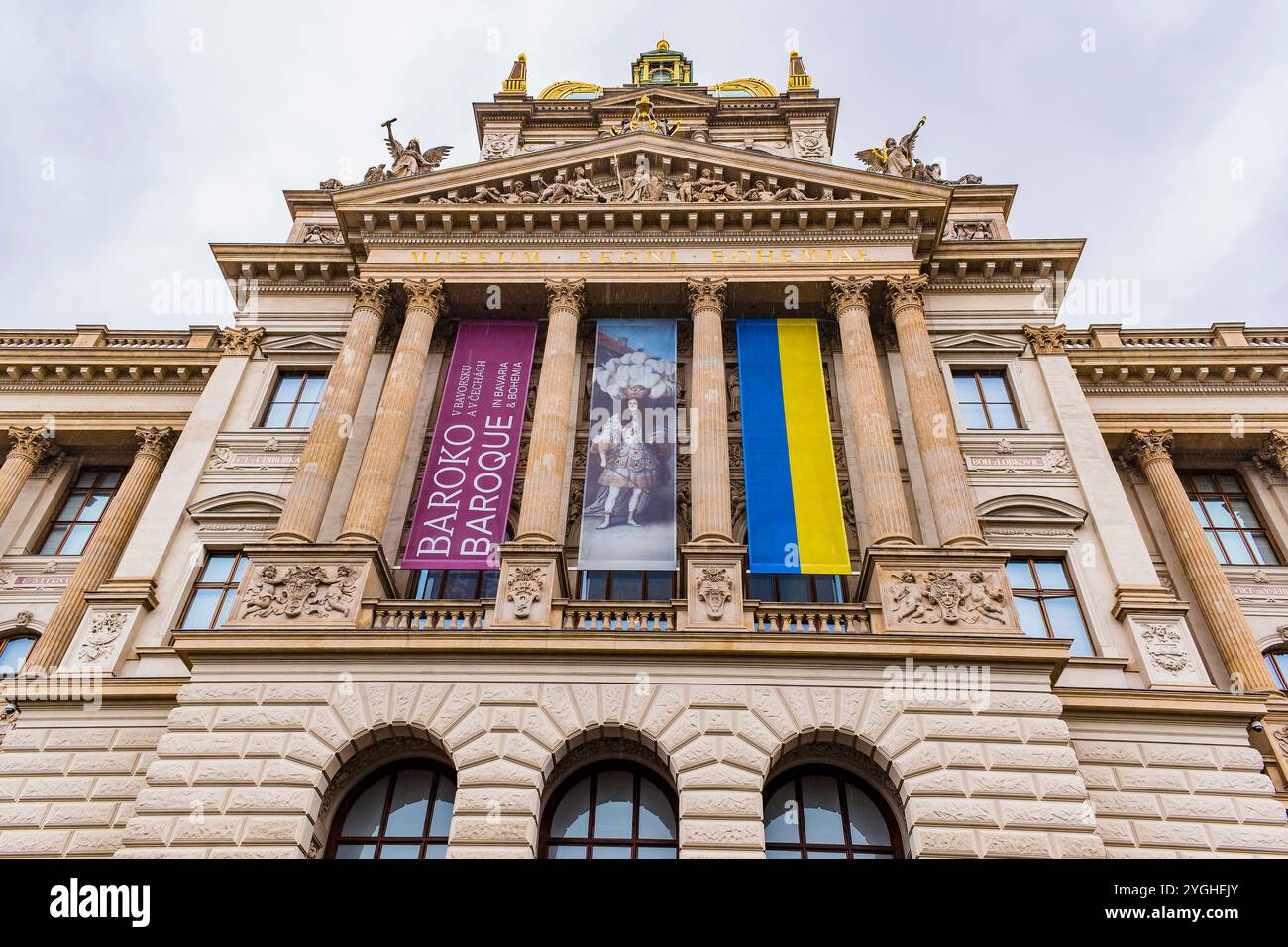 Detail facade. Main building of the National Museum. Prague, Czech ...
