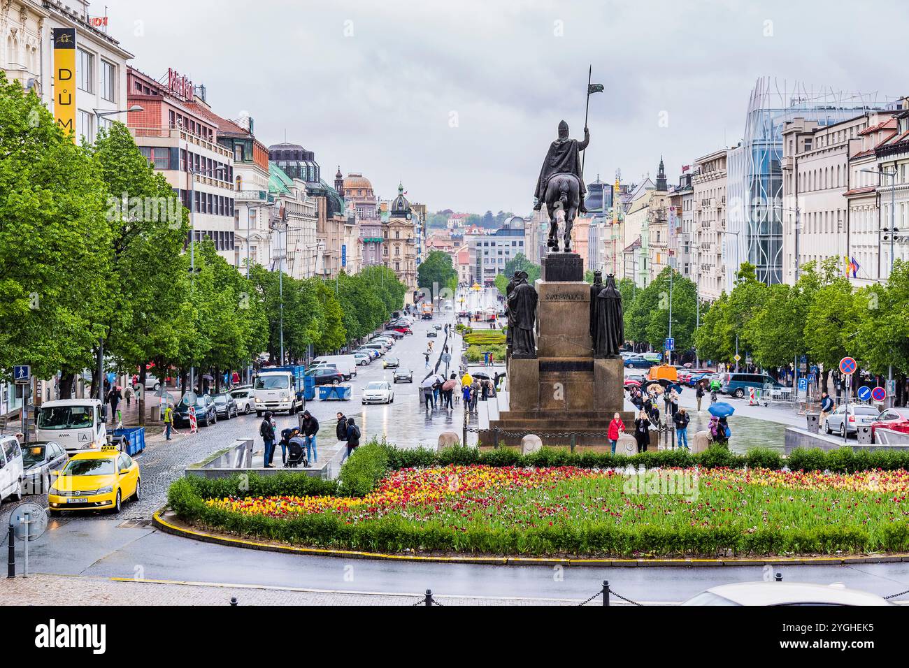 Statue of Saint Wenceslas at the end of the Wenceslas Square. Prague ...