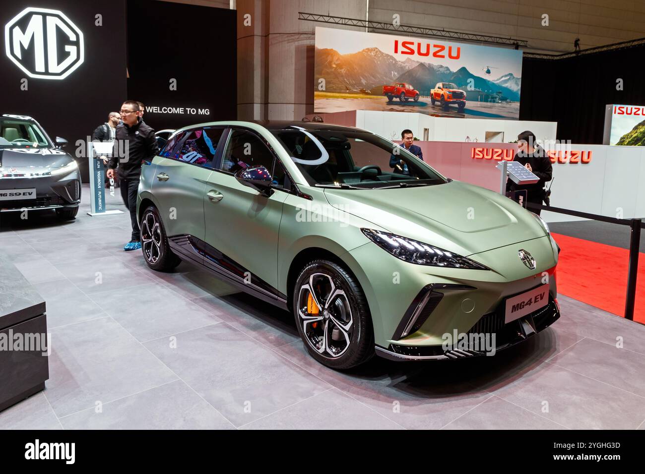 MG cars MG4 EV car at the Geneva International Motor Show. Switzerland ...