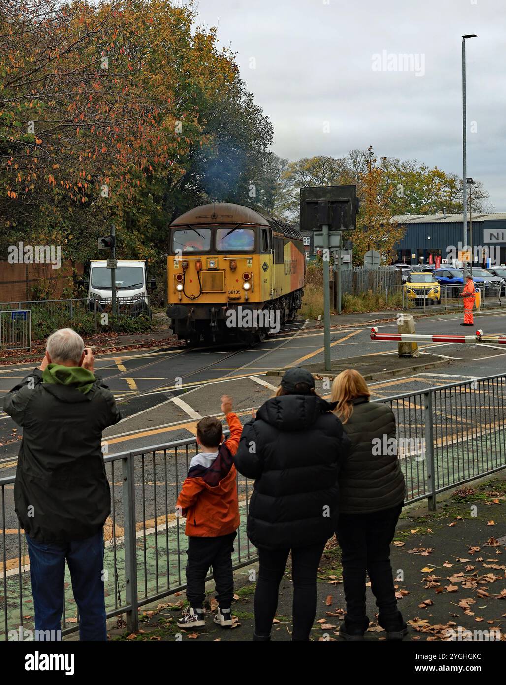 Cw 8897 56105 Strand Road Preston 6M43 1.11.2024 A young railfan waves to the driver of Colas ...