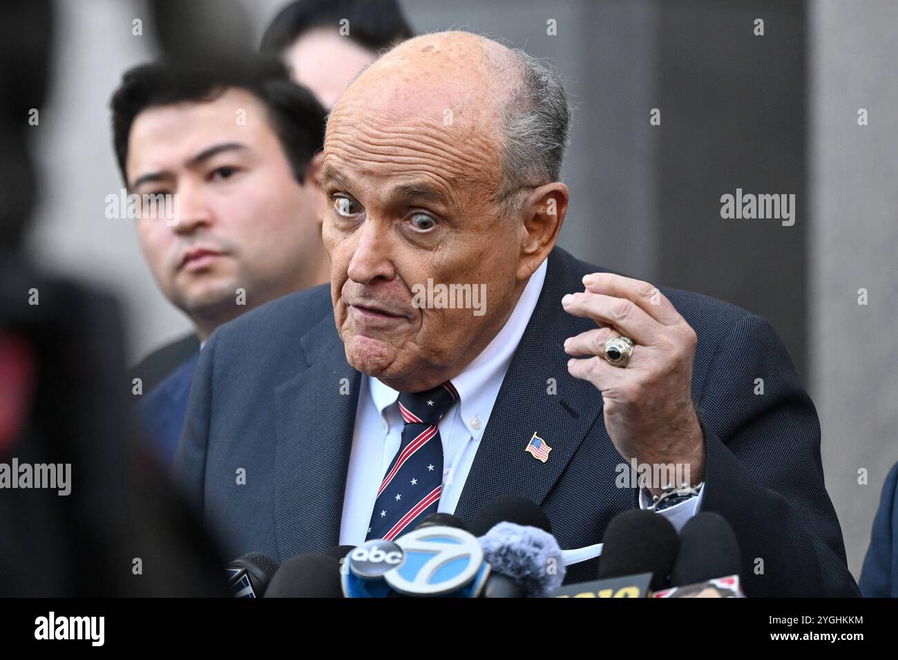 New York, USA. 07th Nov, 2024. Former New York City Mayor Rudy Giuliani ...