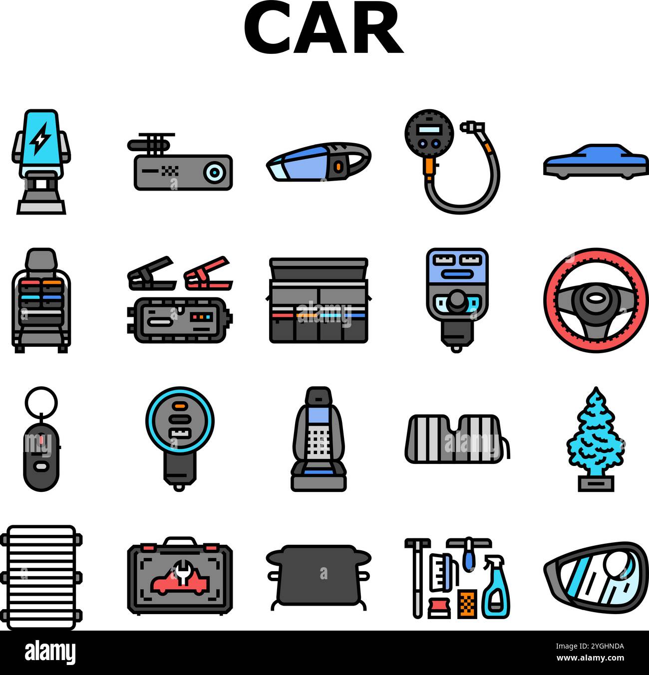 car accessories seat cover icons set vector Stock Vector Image & Art ...