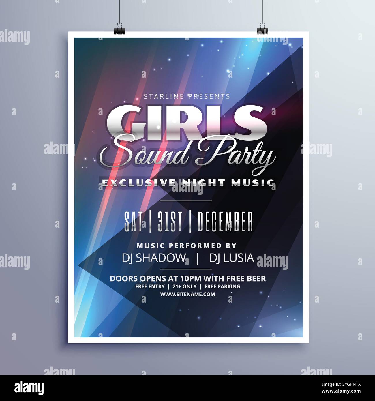 girls club party music event flyer template Stock Vector Image & Art ...