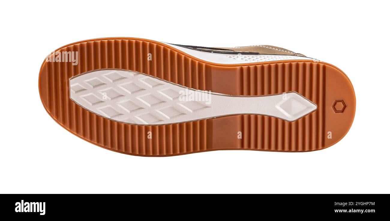 Orange white sport shoe sole cutout. Stylish sneakers outsole isolated ...