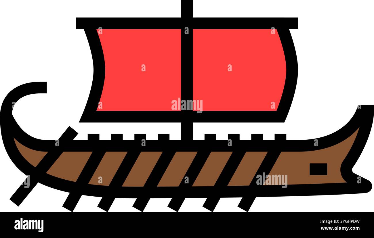 bireme ancient ship color icon vector illustration Stock Vector Image ...