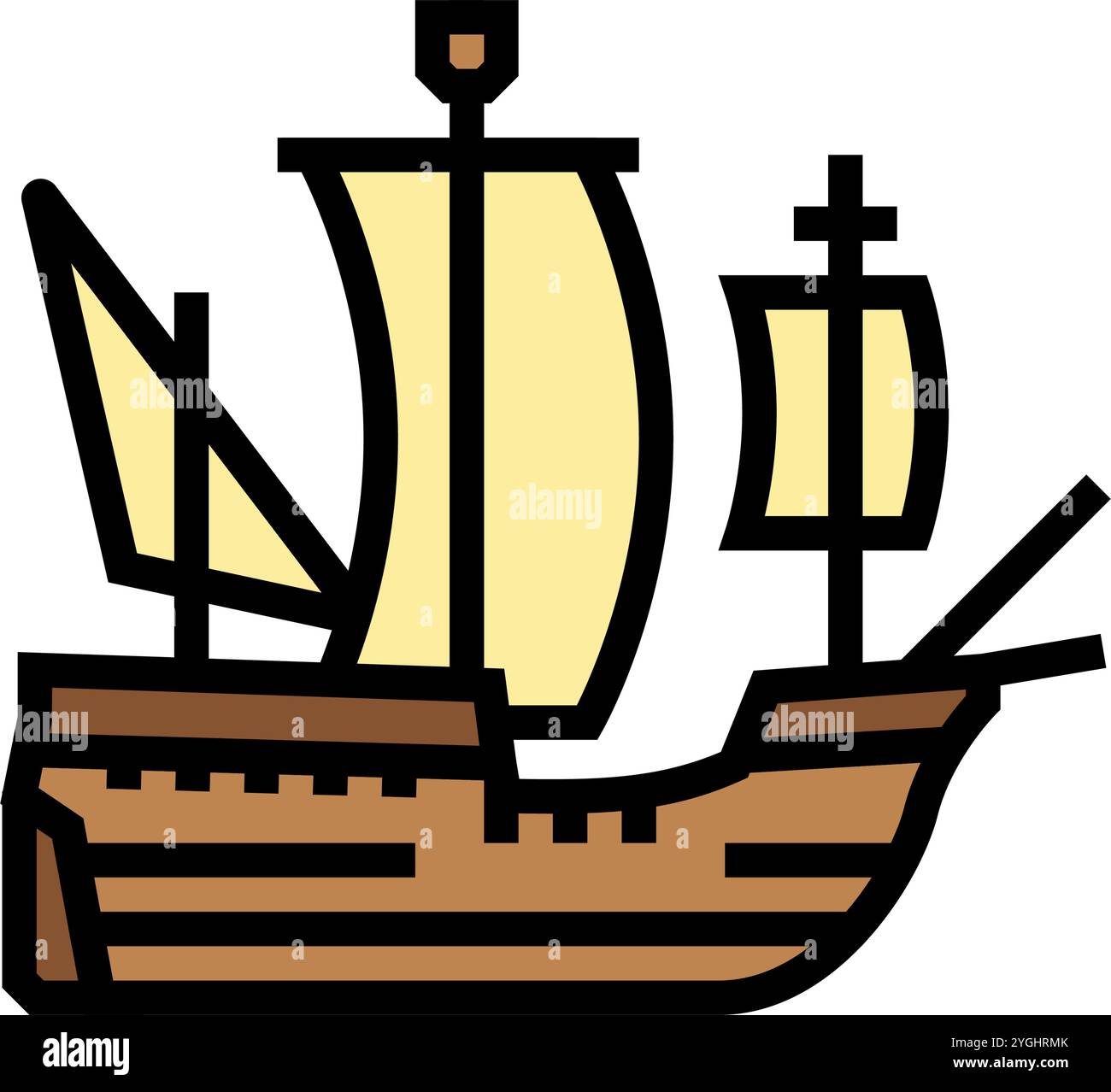 carrack ancient ship color icon vector illustration Stock Vector Image ...