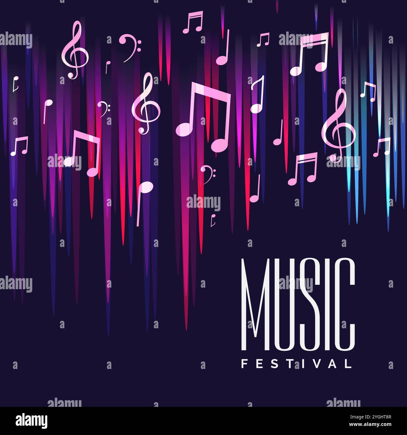 music festival poster design with colorful notes Stock Vector Image ...