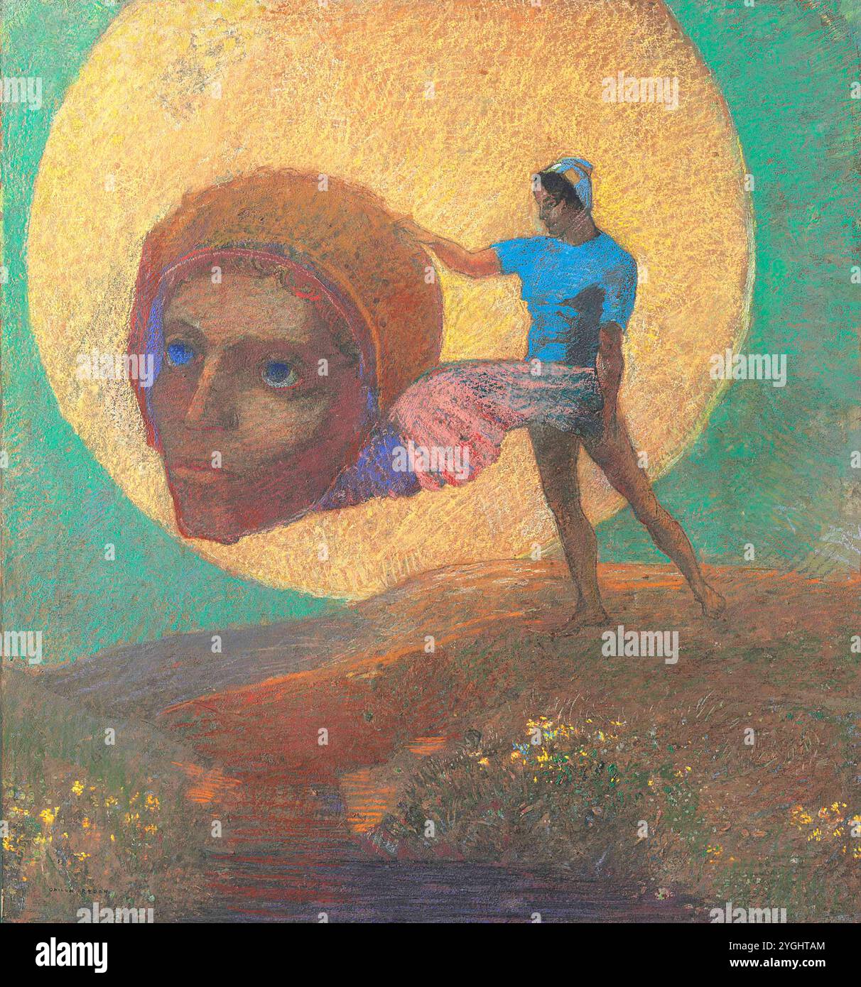 Odilon Redon - Figure Bearing a Winged Head - The Fall of Icarus ...