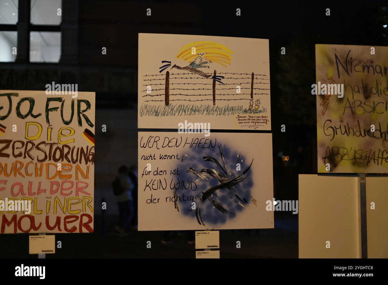 Germany, Berlin, November 7, 2024, signs of the open-air installation ...