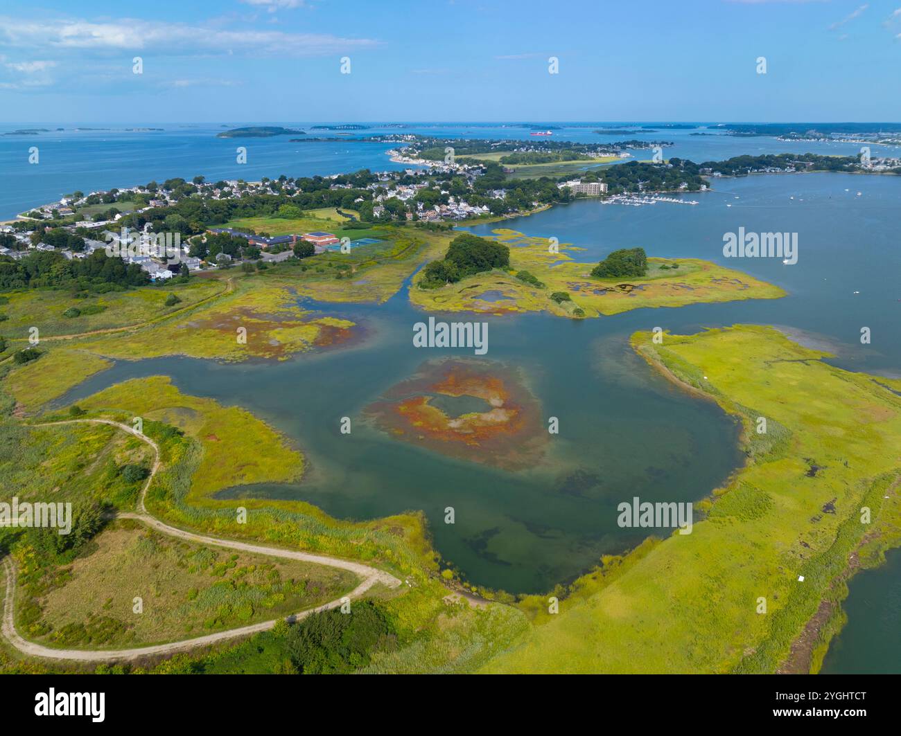 Broad Meadows Marsh aerial view between Town River Bay and Quincy Bay ...