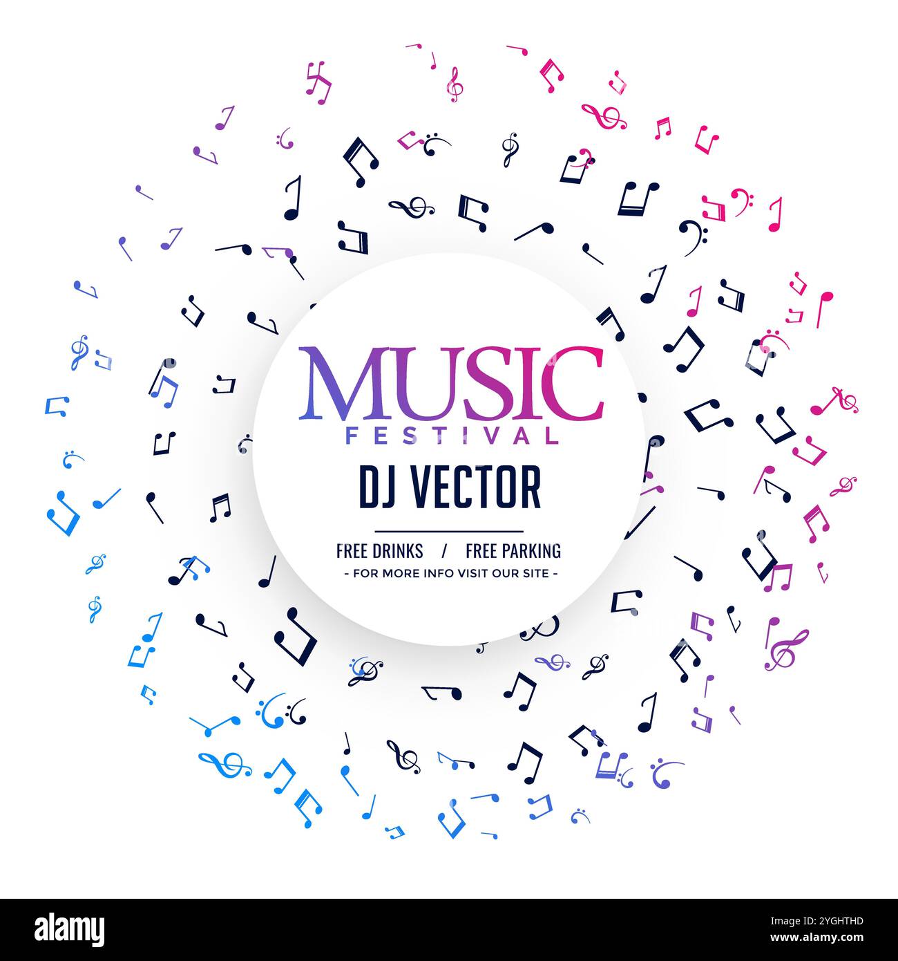 Musical invitation background notes Cut Out Stock Images & Pictures - Alamy