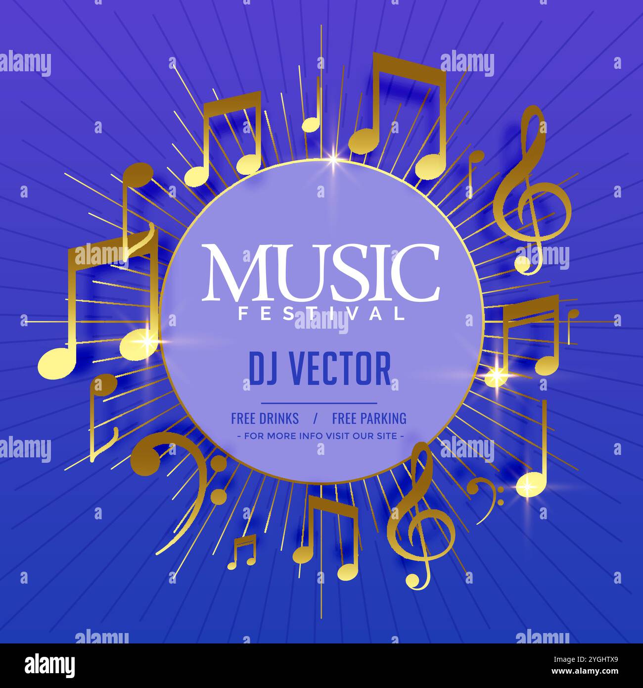 musical flyer template with golden sound notes Stock Vector Image & Art ...
