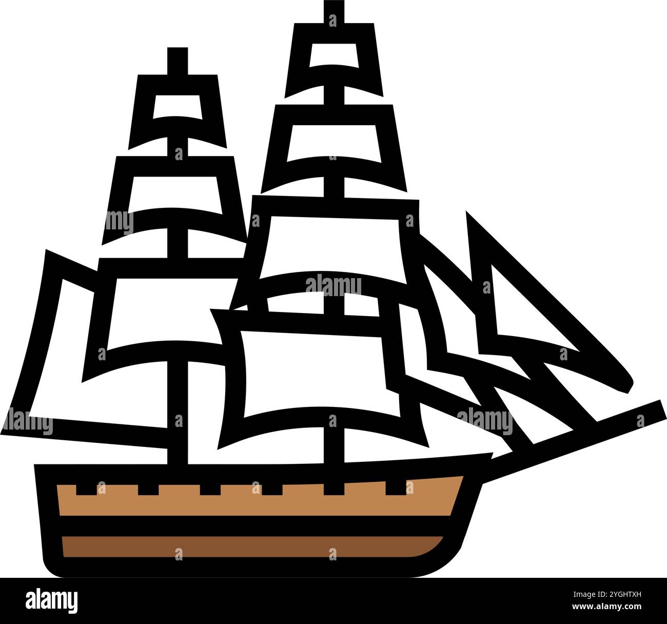 brigantine ancient ship color icon vector illustration Stock Vector ...