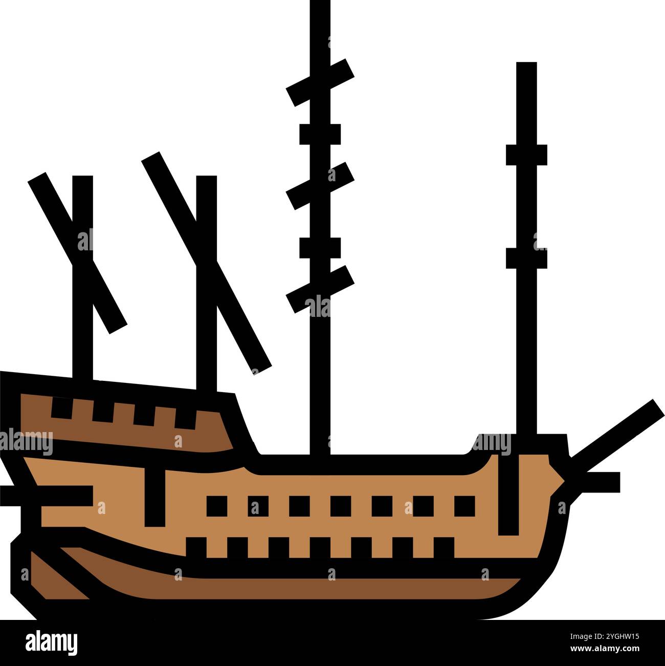 galleon ancient ship color icon vector illustration Stock Vector Image ...