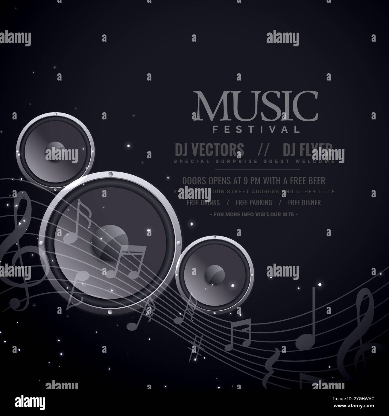 music speakers black poster design Stock Vector Image & Art - Alamy