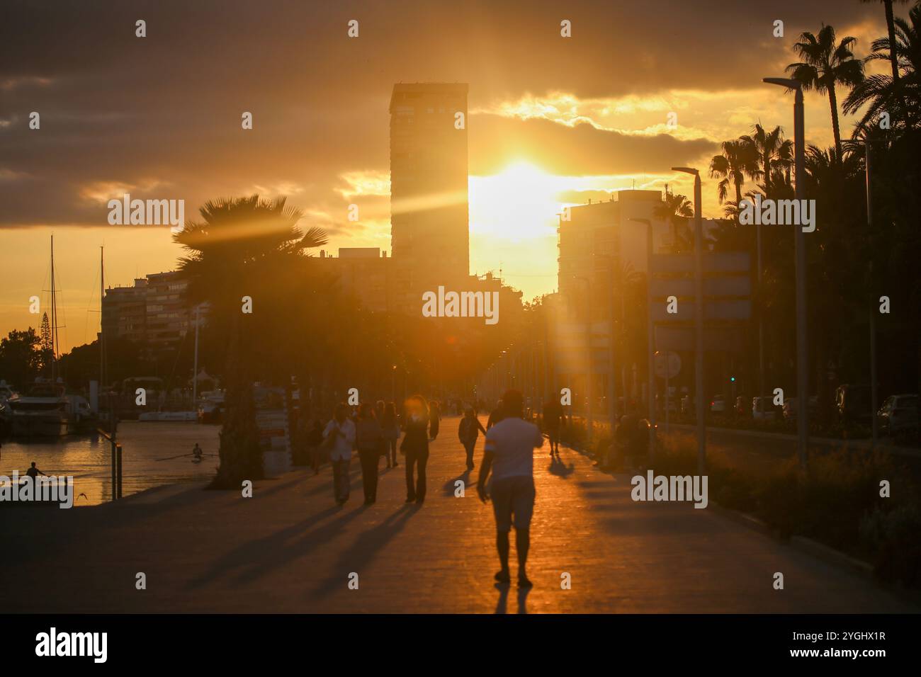 Alicante, Spain, 07th November, 2024: People strolling through the Port ...