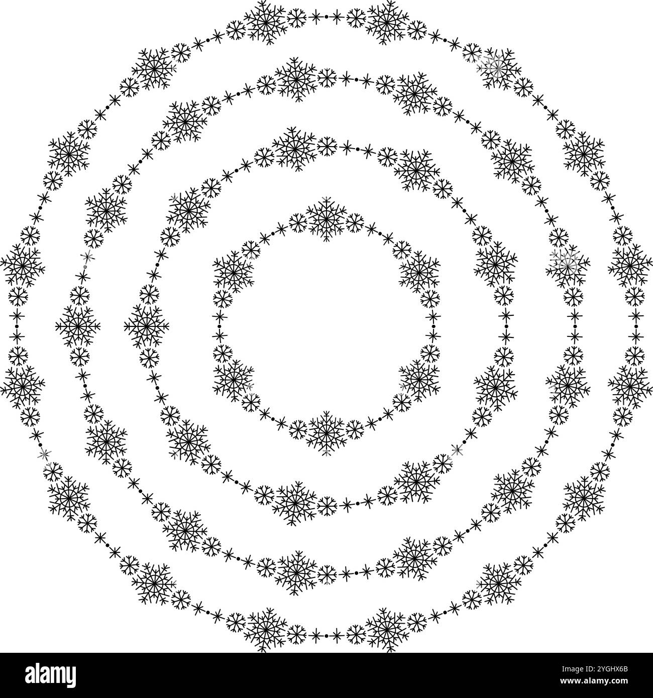 Snowflake circle frames set. Winter snowflake round border collection ...