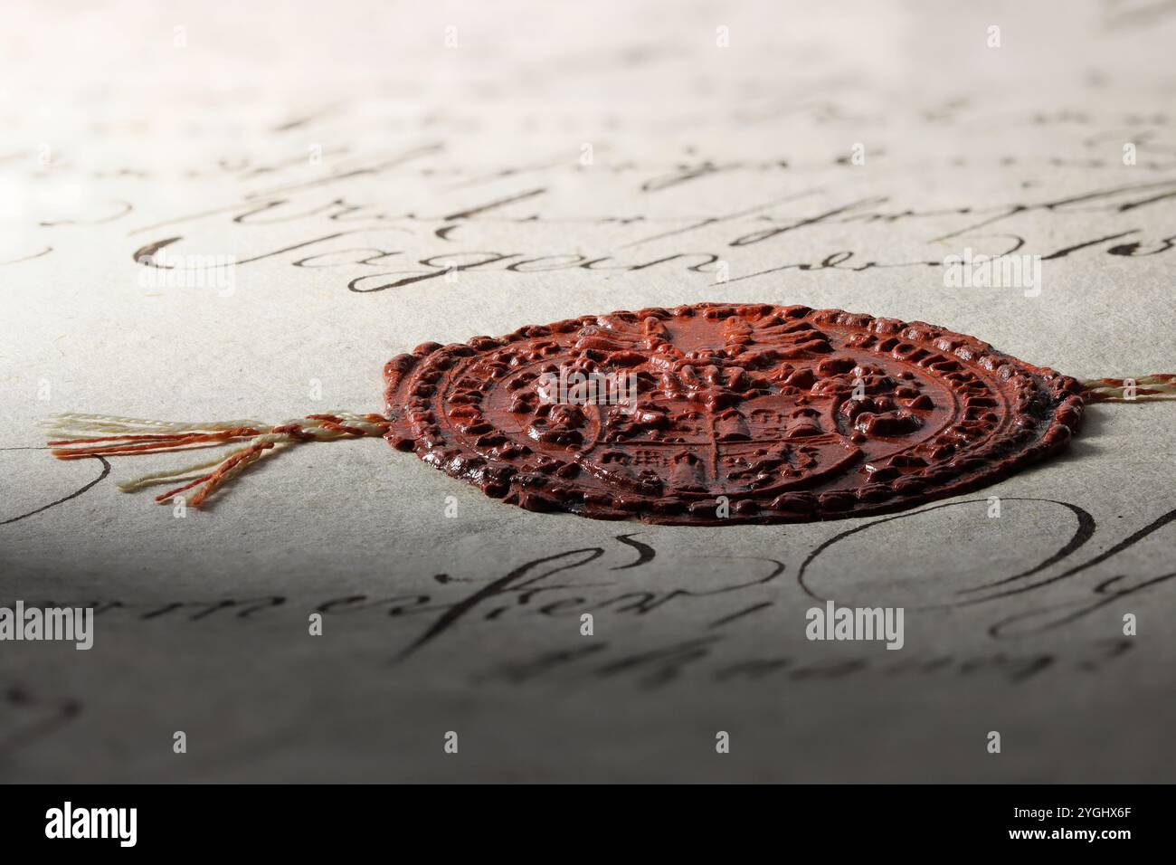 wax seal on document from the 18th century Stock Photo - Alamy