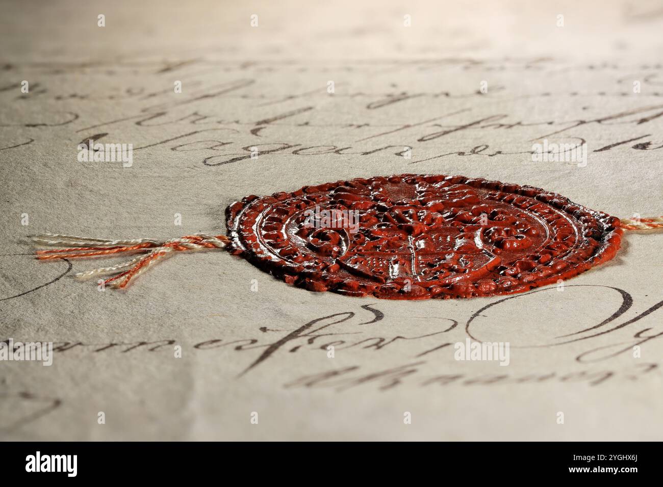 wax seal on document from the 18th century Stock Photo - Alamy