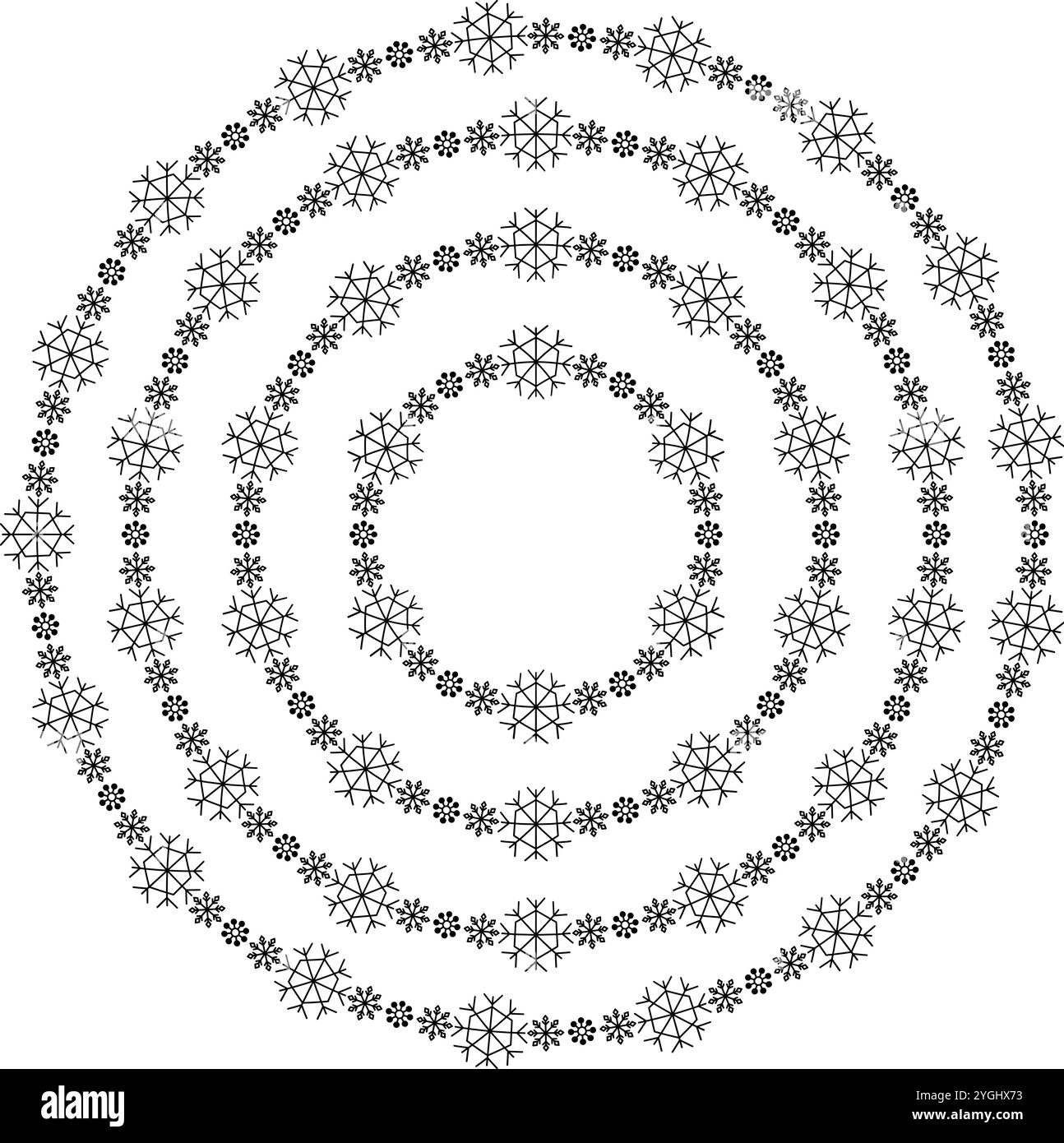 Snowflake circle frames set. Winter snowflake round border collection ...