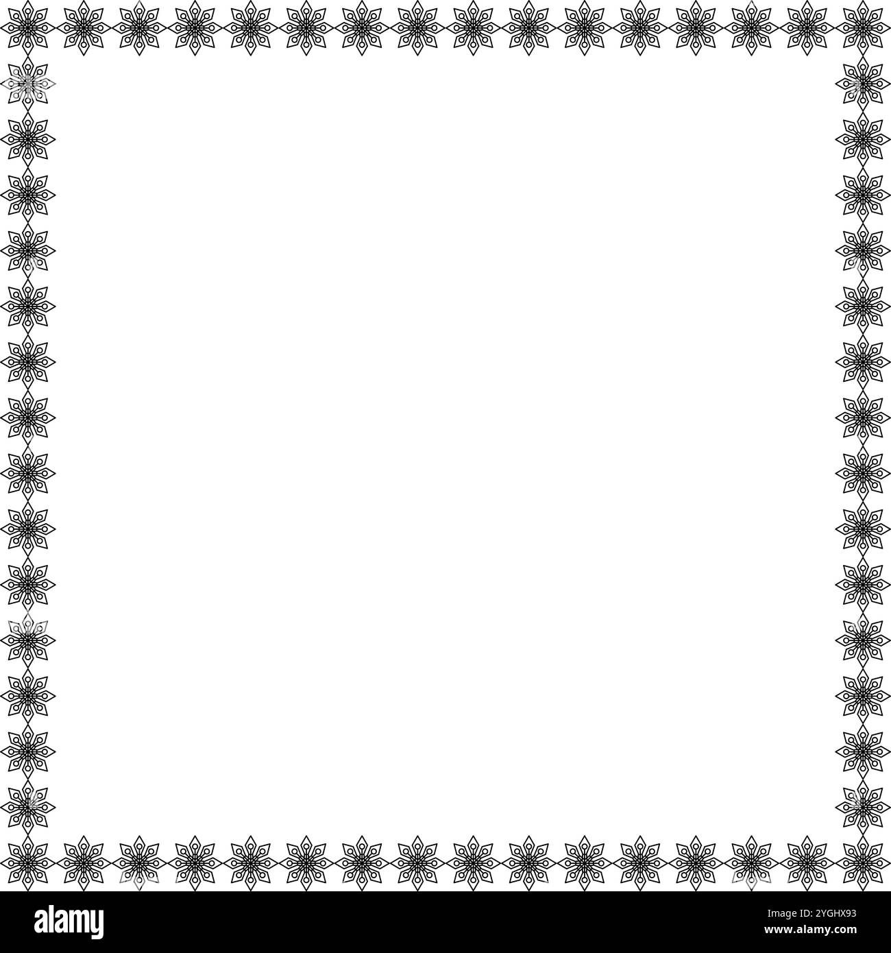 Snowflake square frame. Winter snowflake round border Stock Vector ...
