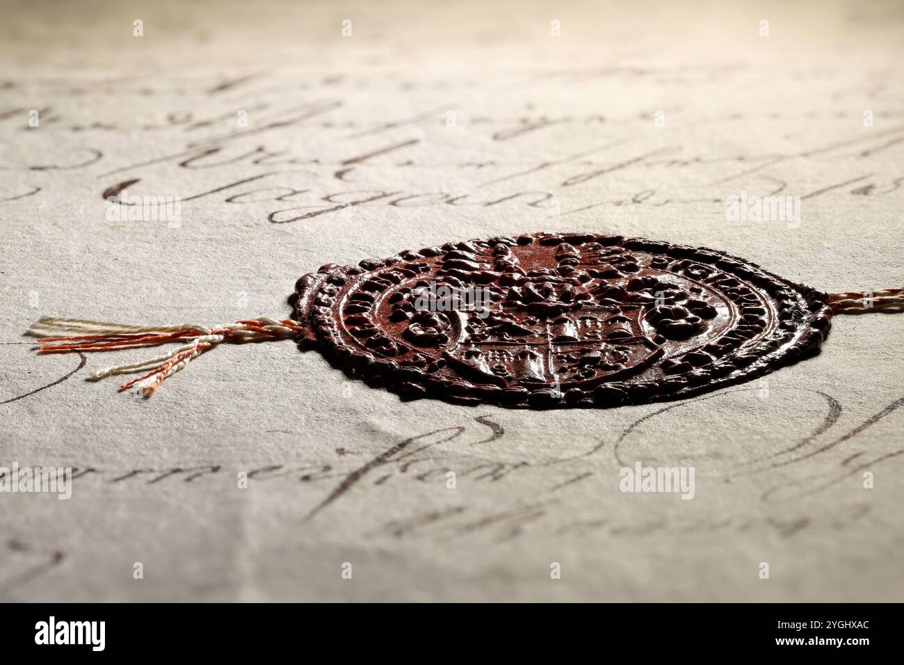 wax seal on document from the 18th century Stock Photo - Alamy