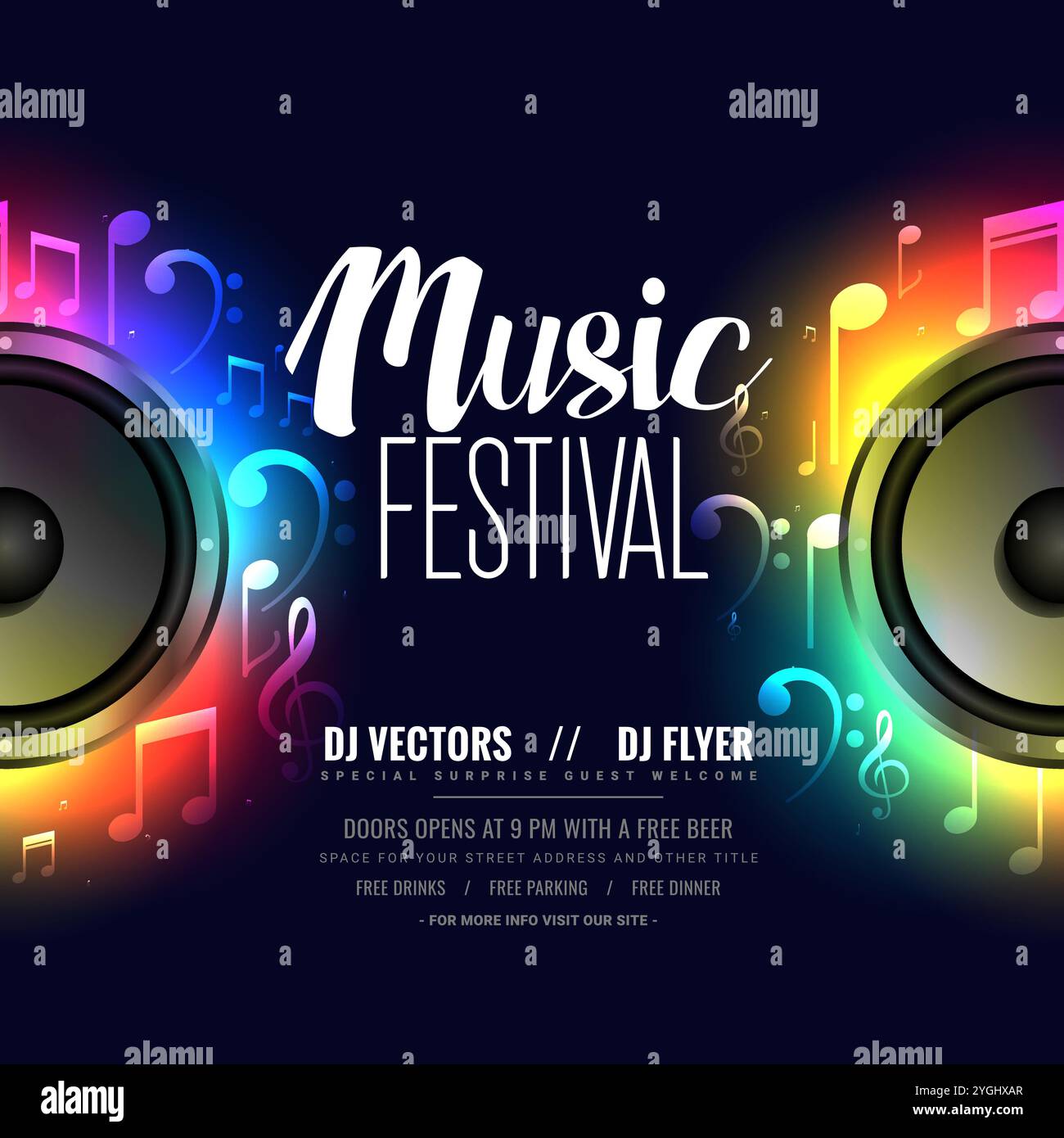 music flyer poster with colorful speaker design Stock Vector Image ...