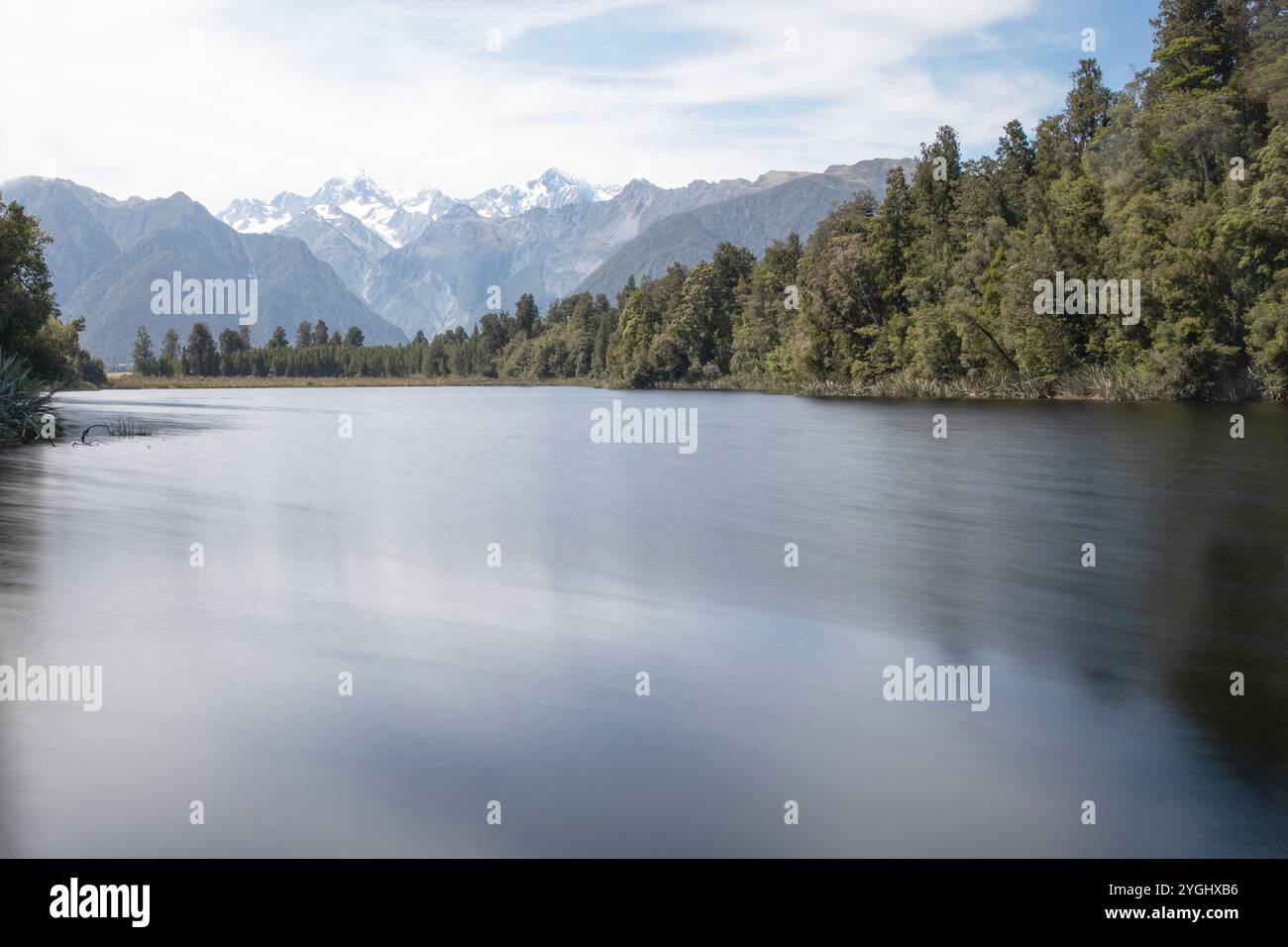 Views of Aoraki, Mount Cook and Mount Tasman from Lake Matheson Stock ...