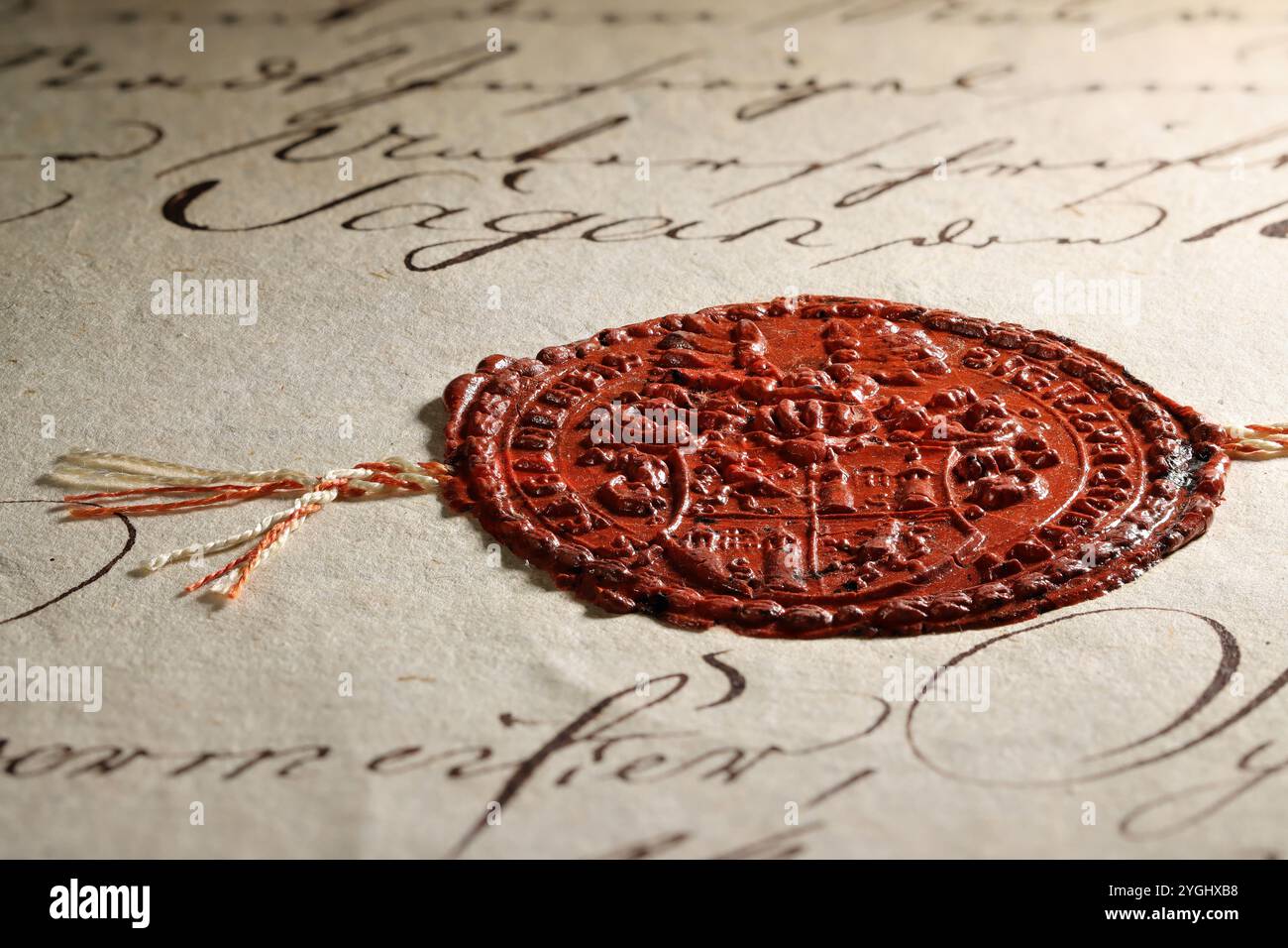 wax seal on document from the 18th century Stock Photo - Alamy