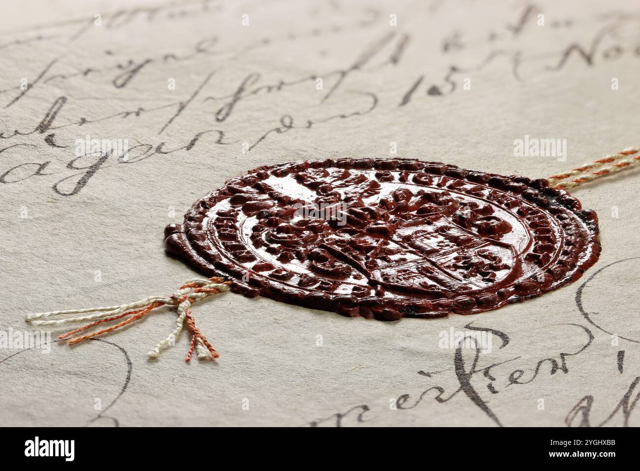 wax seal on document from the 18th century Stock Photo - Alamy