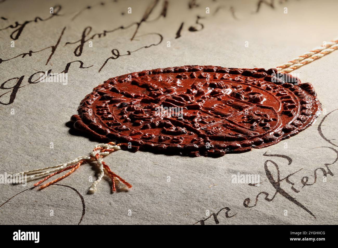 wax seal on document from the 18th century Stock Photo - Alamy
