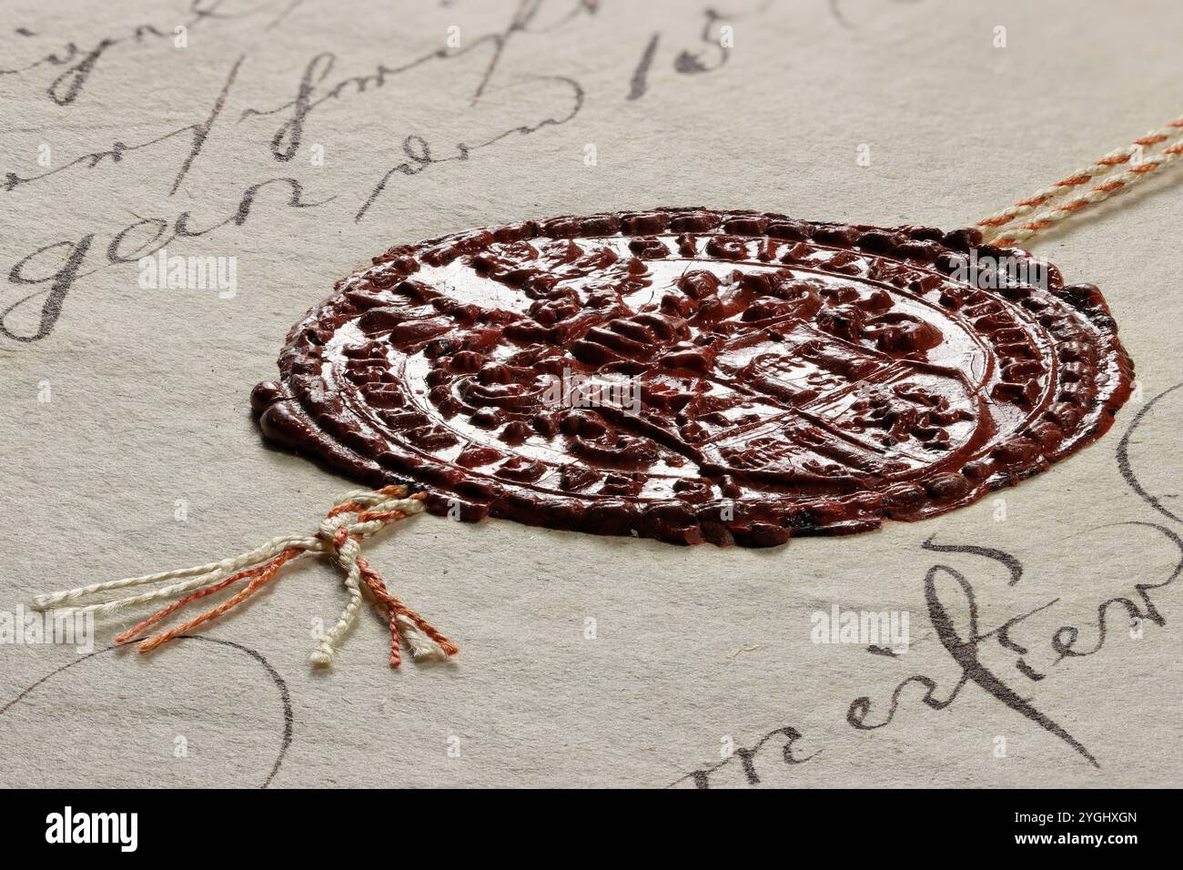 wax seal on document from the 18th century Stock Photo - Alamy